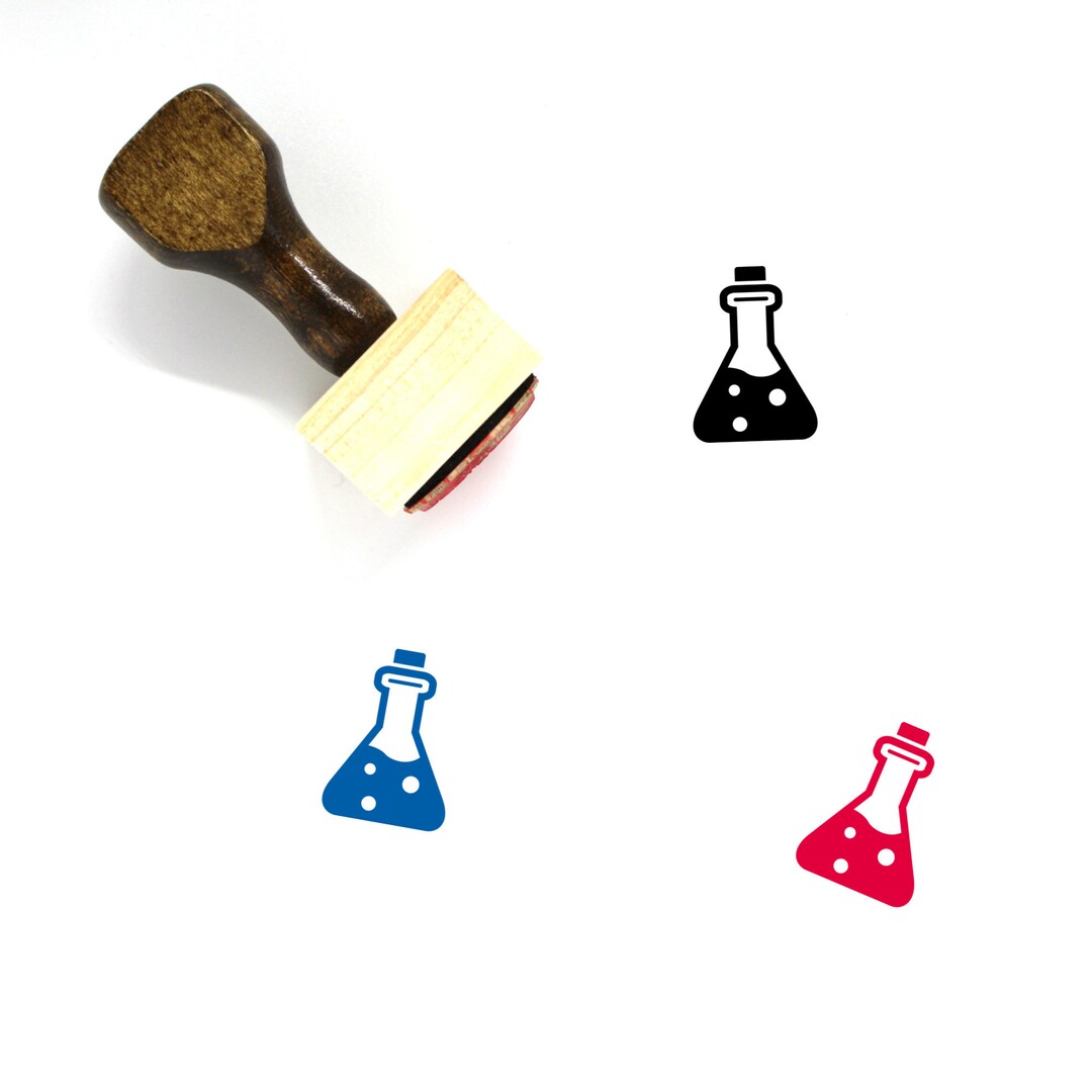 Chemistry Flask Wooden Rubber Stamp - Etsy