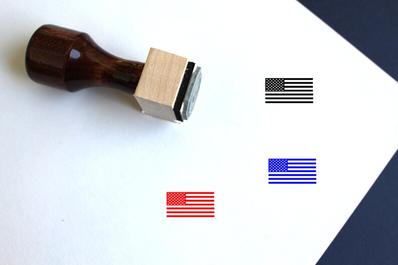 USA Flag Wooden Rubber Stamp | Etsy