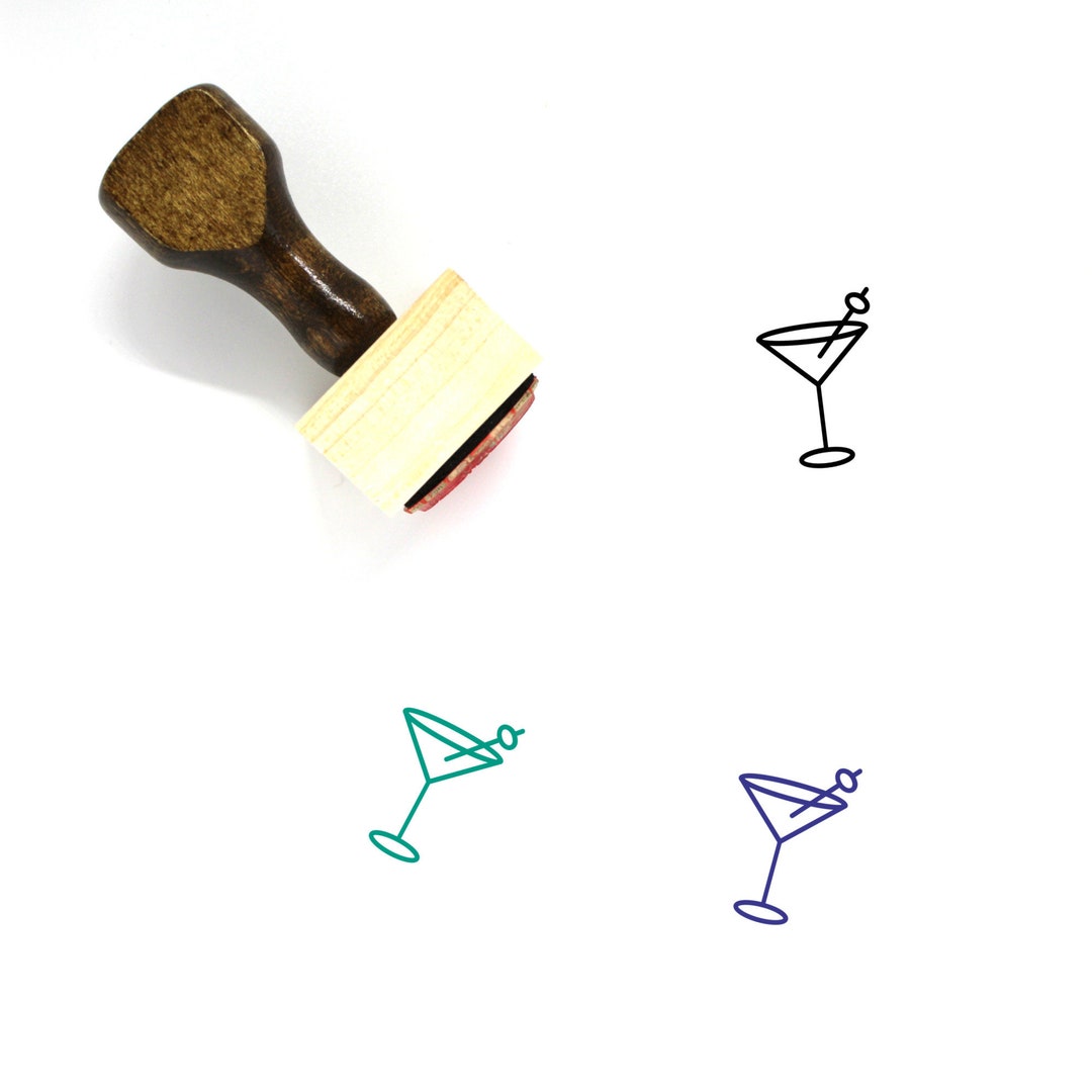 Cocktail Wooden Rubber Stamp - Etsy