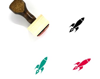 Rocket Wooden Rubber Stamp | Etsy