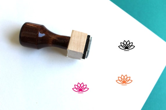 Lotus Flower Wooden Rubber Stamp | Etsy