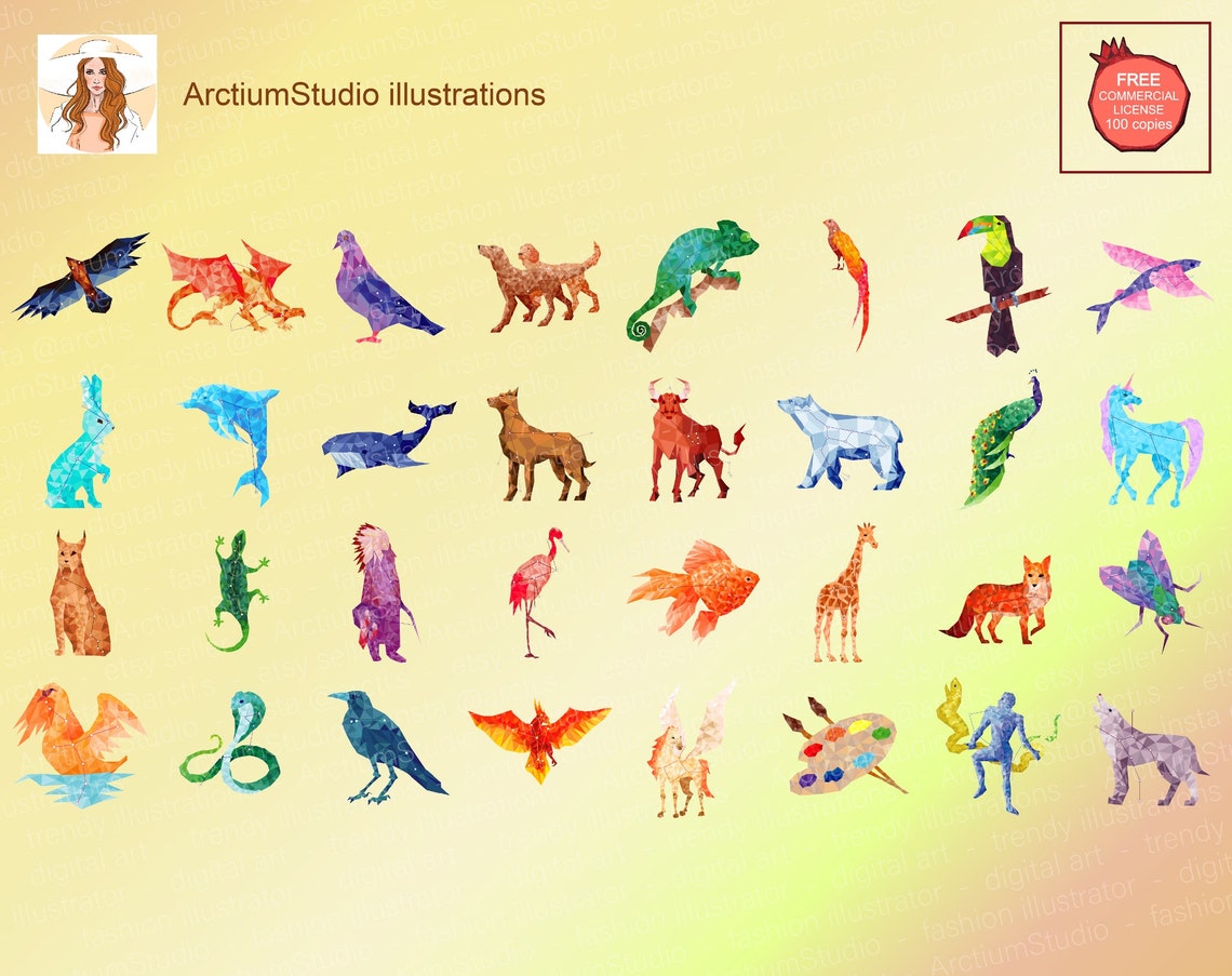 SET of 4 Animal Constellation Illustrations Outer Space | Etsy