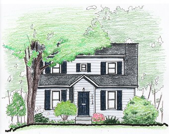 Hand drawn houses | Etsy