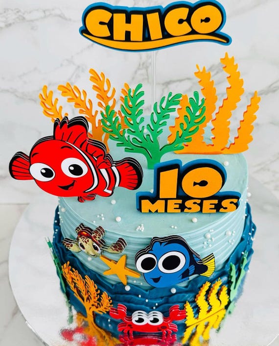 Finding Nemo Characters Personalised Precut Edible Birthday Cake Topper