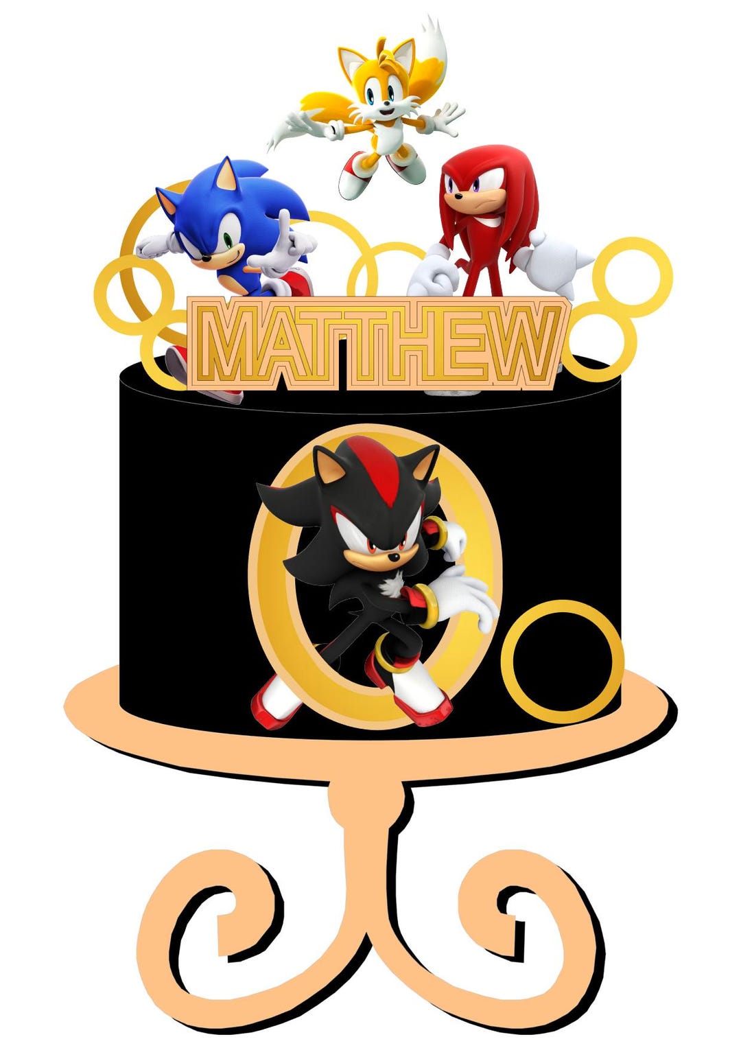 Sonic & Shadow Cake Topper: Personalized Birthday Party Decoration ...