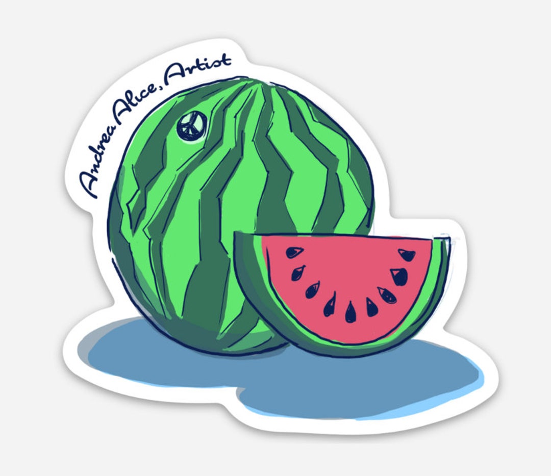 Palestine Watermelon Slice Sticker With Peace Sign| Waterproof Sticker ...