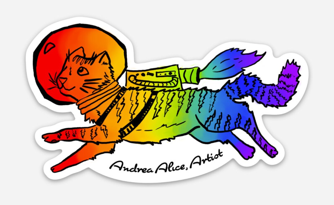 Pride Space Cat Stickers 10 Pride Flag Options Rainbow, Holo Rainbow ...