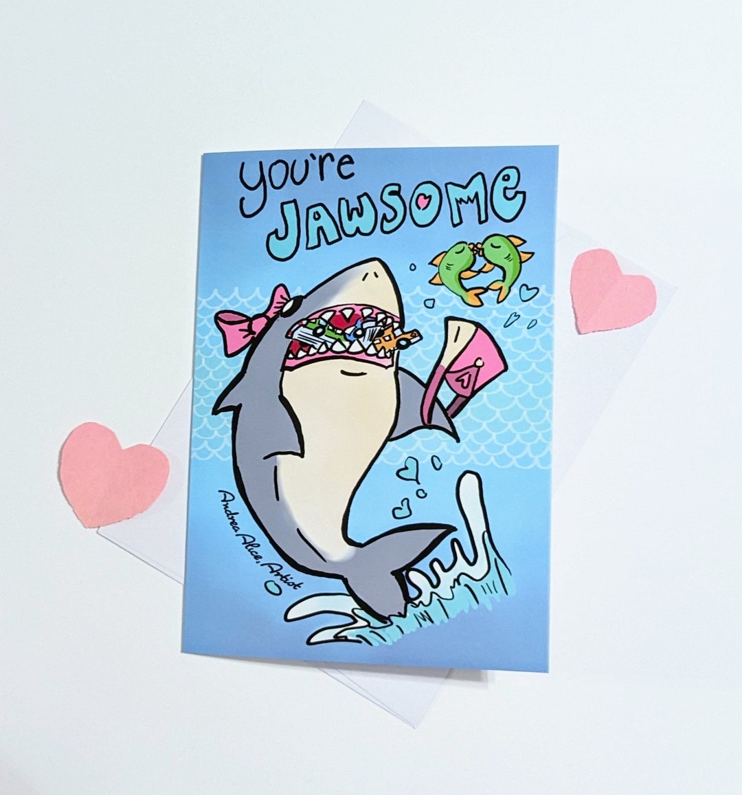 You're Jawsome Flirty Shark Greeting Card, Blank| Funny Holiday Card ...