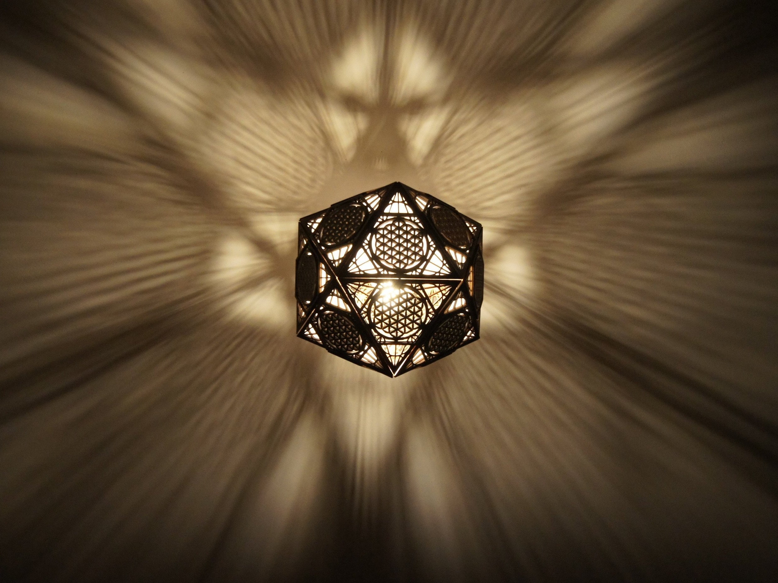 Sacred Geometry, Flower of Life Pattern - Handmade Wooden Lampshade ...