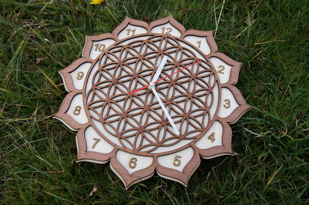 Decorative Handmade Flower of Life Wooden Wall Clock - Etsy