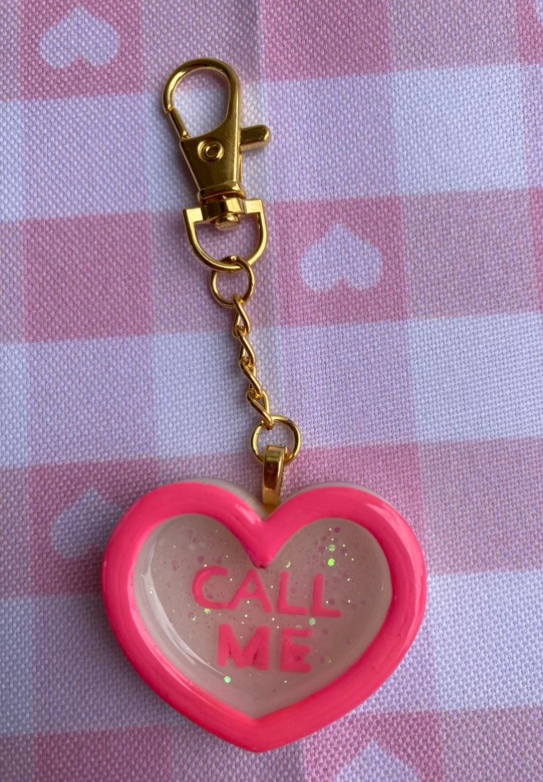Call Me -heart Keychain - Etsy