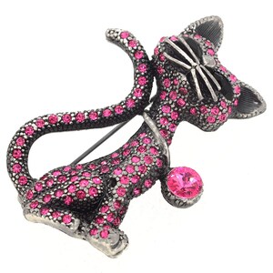 Vintage Fuchsia Cat Pin Brooch - Etsy