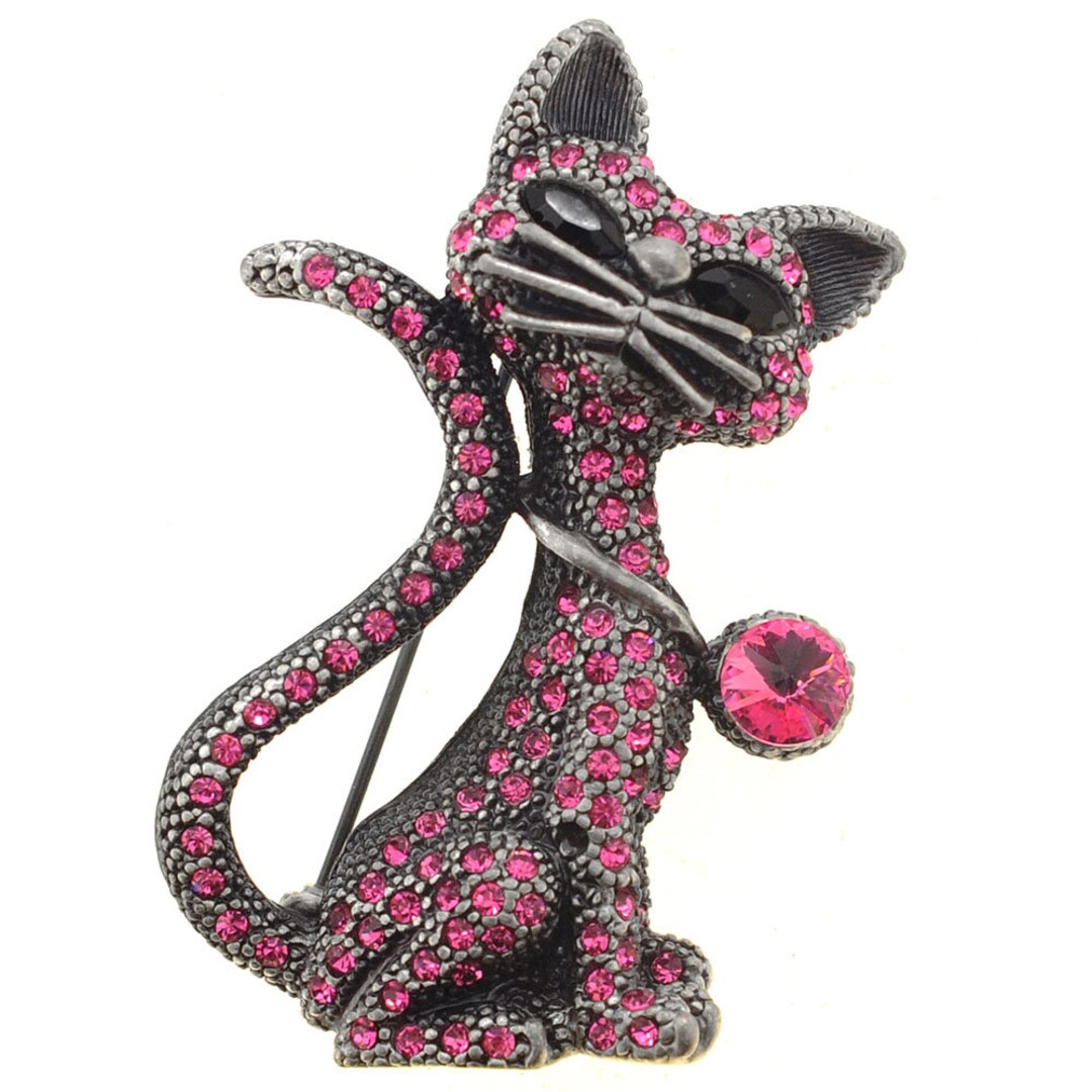 Vintage Fuchsia Cat Pin Brooch - Etsy