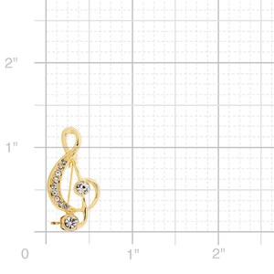 Golden Music Note Crystal Brooch Pin - Etsy