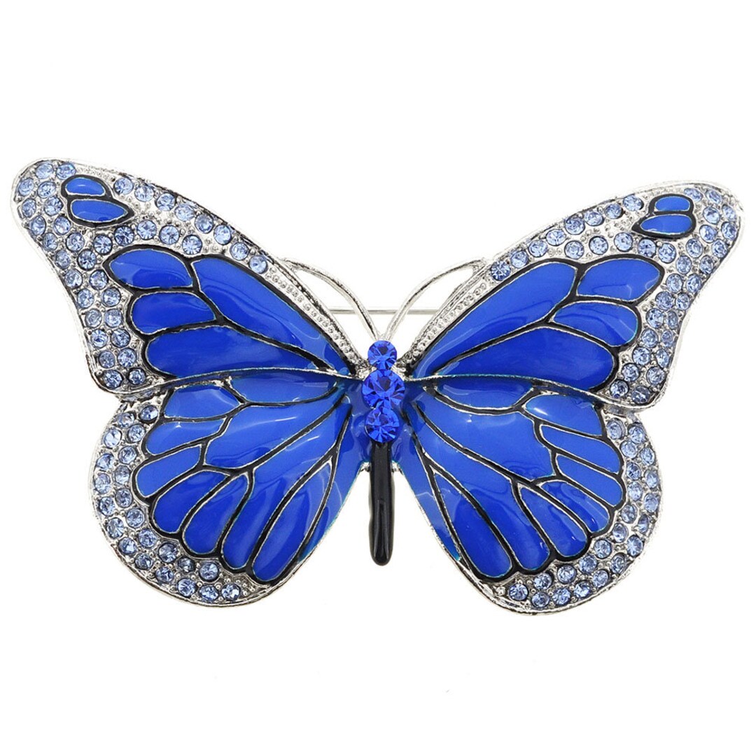Blue Monarch Butterfly Crystal Pin Brooch - Etsy