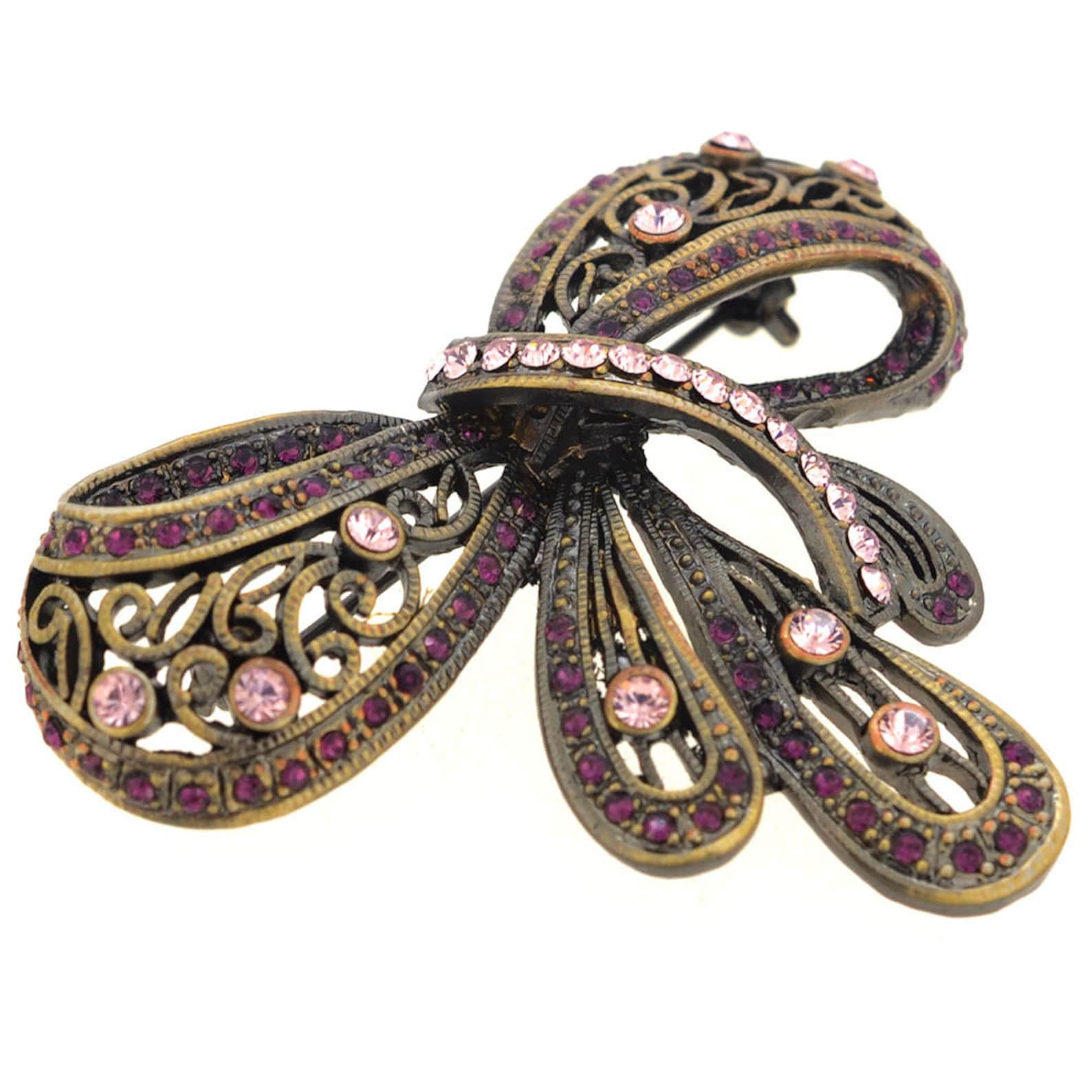 Vintage Style Crystal Bow Pin Brooch - Etsy
