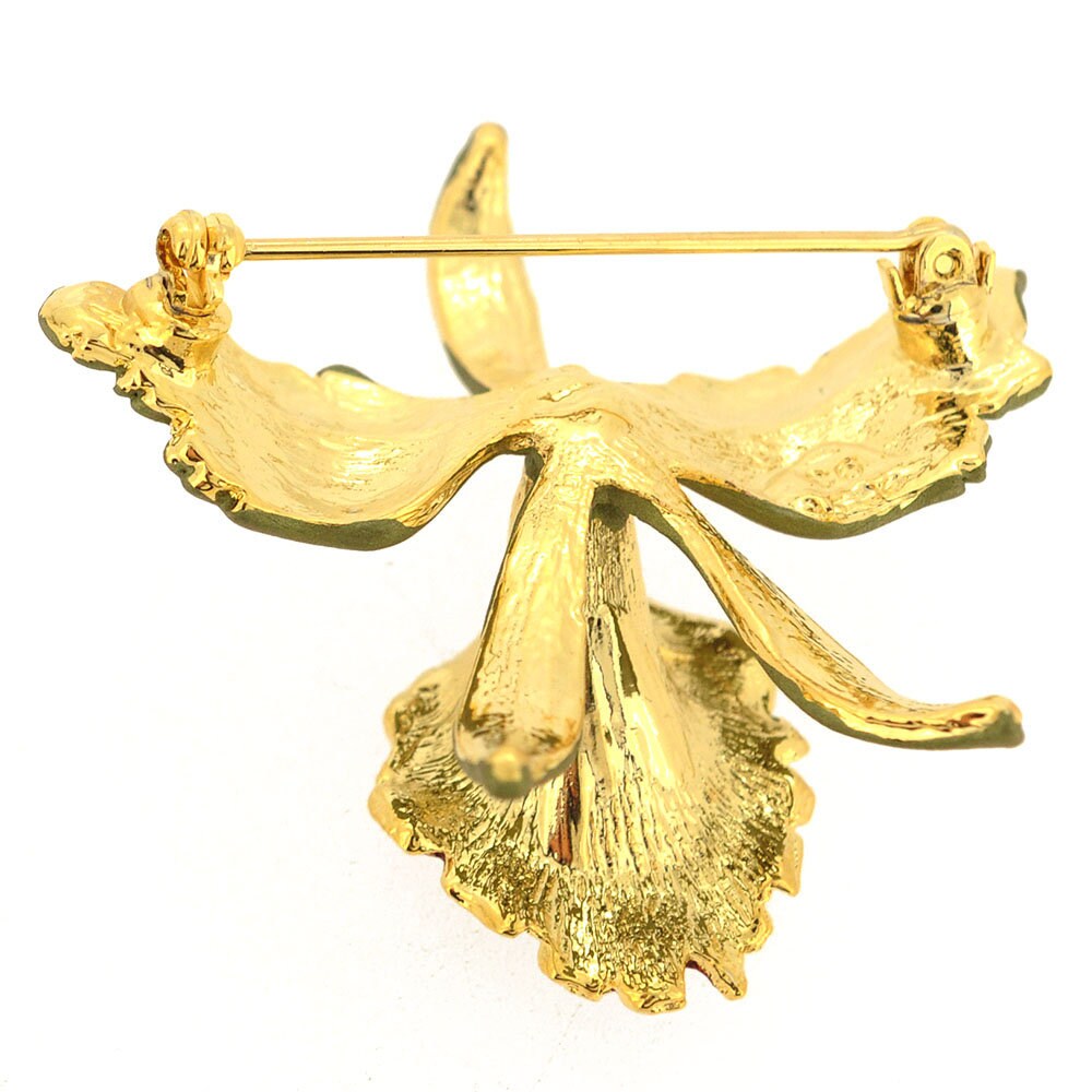 Green Dark Red Orchid Flower Brooch Pin - Etsy