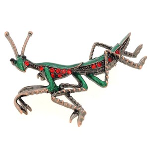 Green Praying Mantis Ruby Crystal Pin Brooch - Etsy