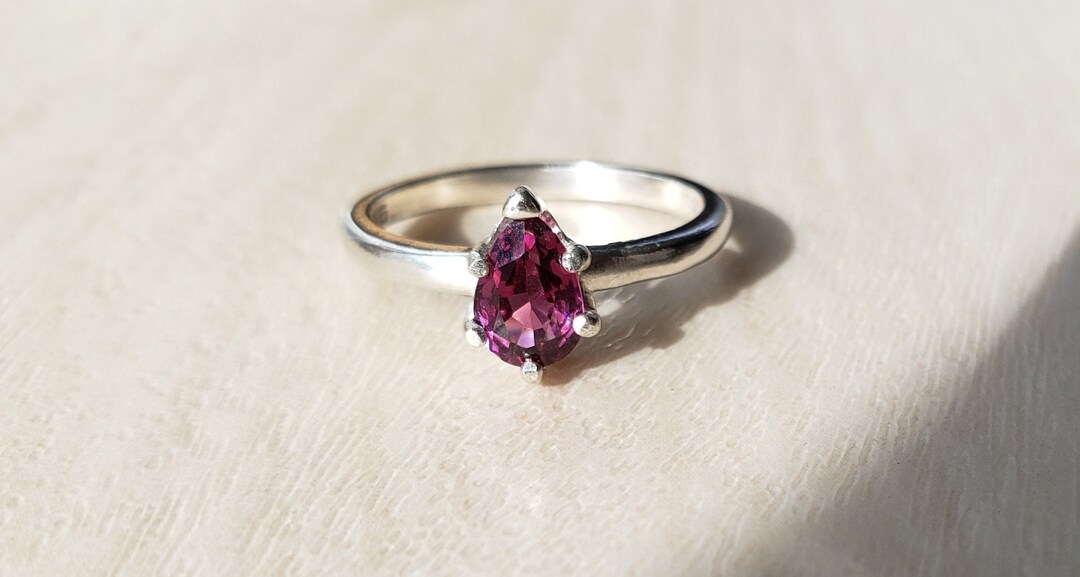 Natural Purple Pyrope Garnet .8ct Faceted Pear Shaped Size 6.25 Ring - Etsy
