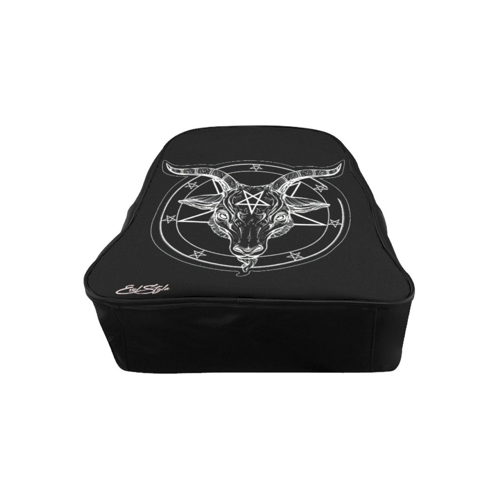 Baphomet Penatgram Black Leather School Backpack - Etsy