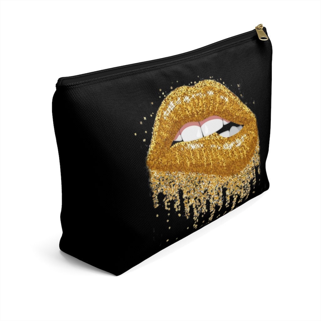 Gold Lips Accessory Pouch - Etsy