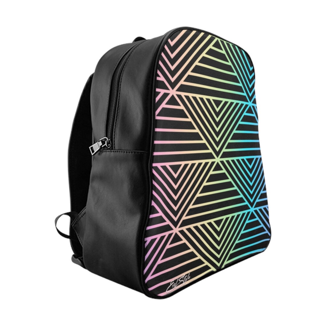 Holographic Triangle Leather School Backpack - Etsy