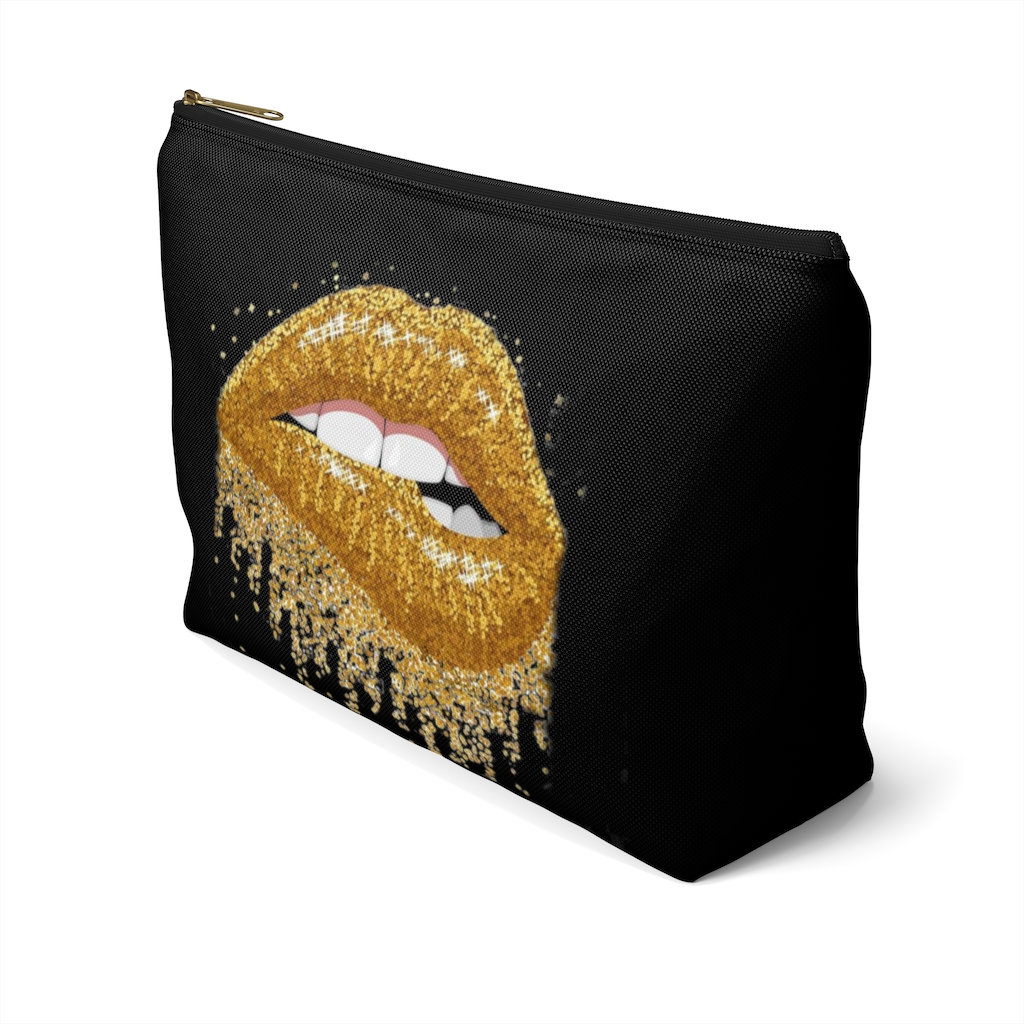 Gold Lips Accessory Pouch - Etsy