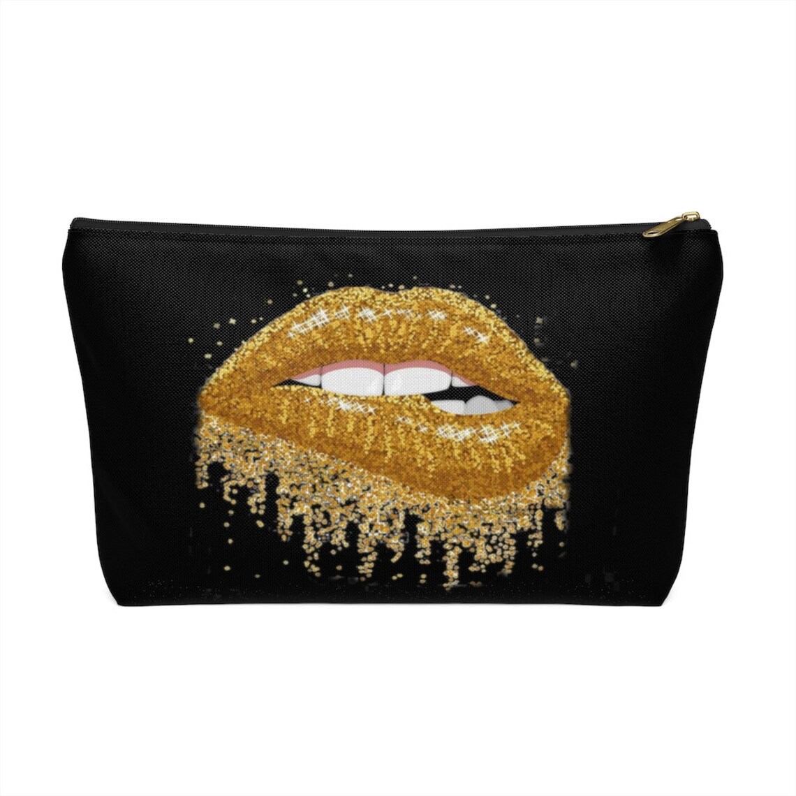 Gold Lips Accessory Pouch - Etsy
