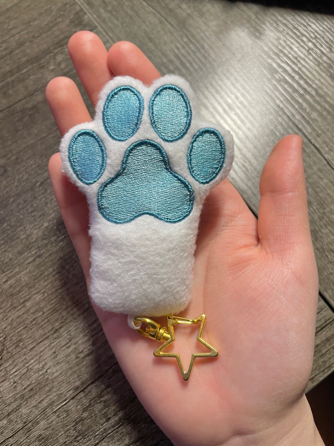 Cute Plush Fleece Furry Fursona Hand Paw Keychain ITH Kitty Cat Puppy ...
