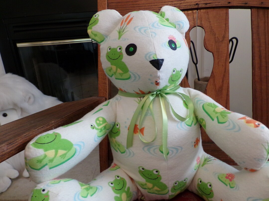 Froggy Teddy Bear - Frog Print, Stuffed Animal, Childs Gift, Baby Gift ...