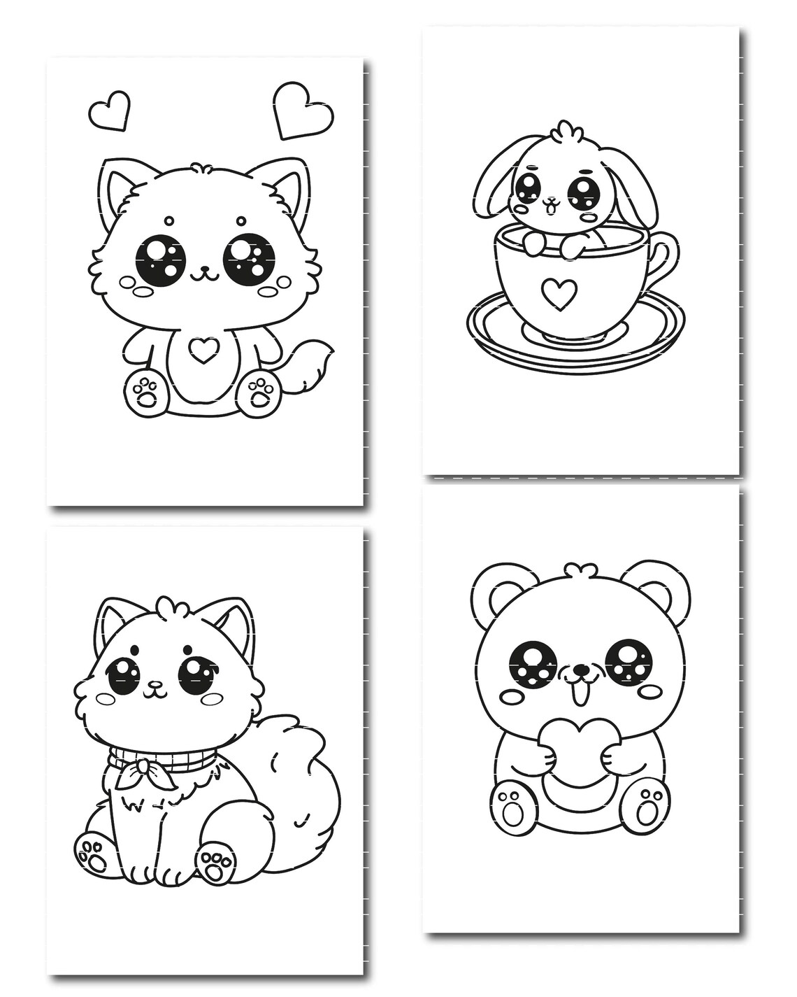 Kawaii Cute Animal Coloring 10 Pages Fun and Relaxing Printable ...