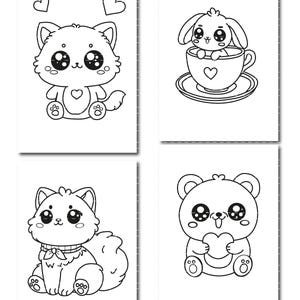 Kawaii Cute Animal Coloring 10 Pages Fun and Relaxing Printable ...
