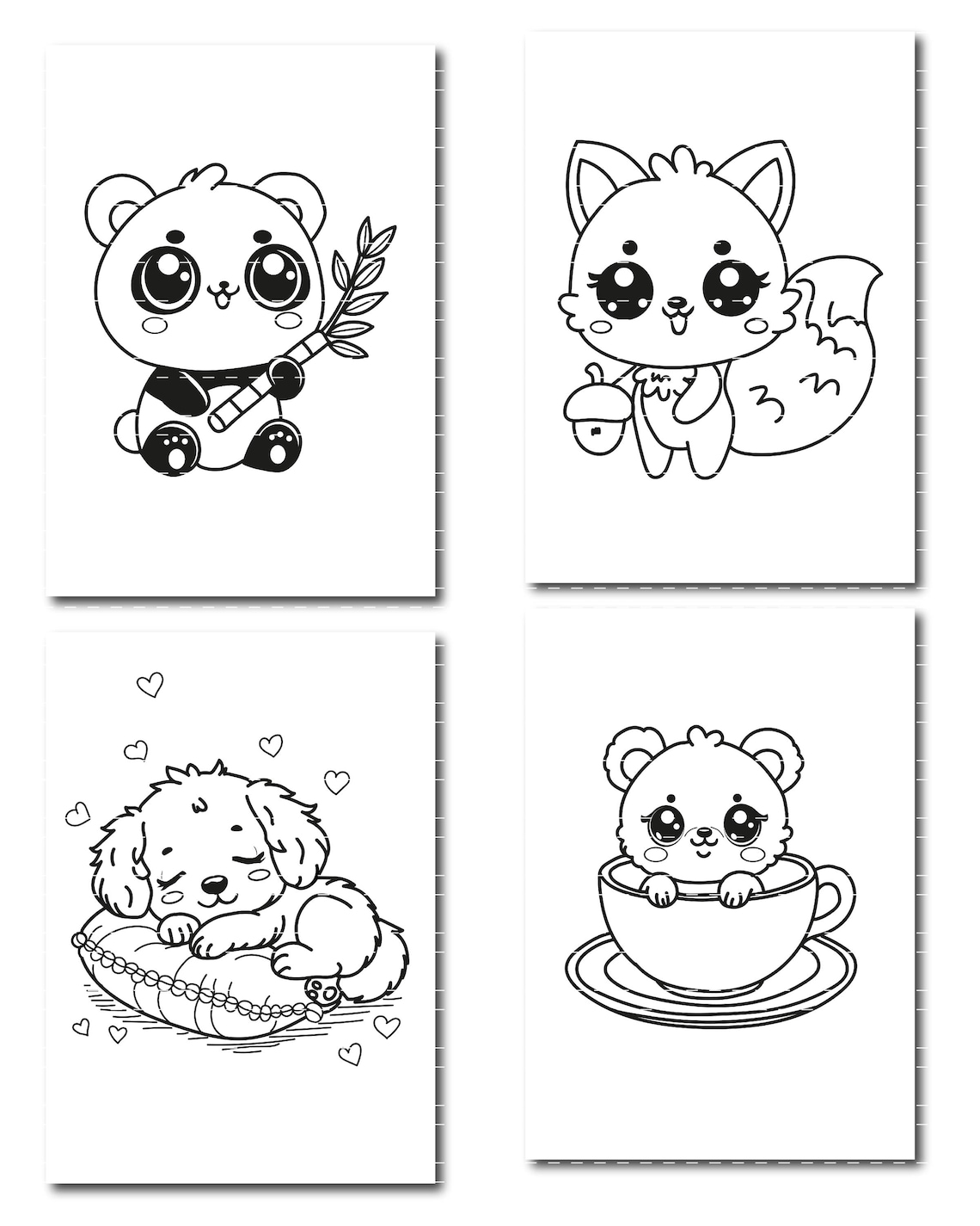 Kawaii Cute Animal Coloring 10 Pages Fun and Relaxing Printable ...