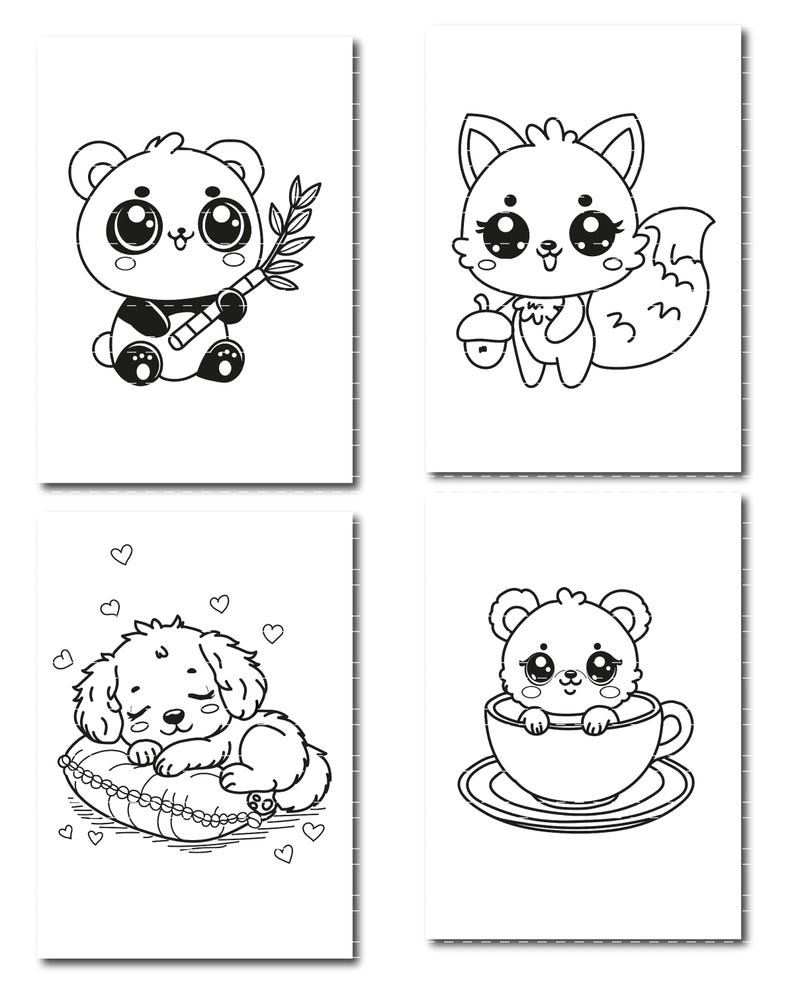 Kawaii Cute Animal Coloring 10 Pages Fun and Relaxing Printable ...