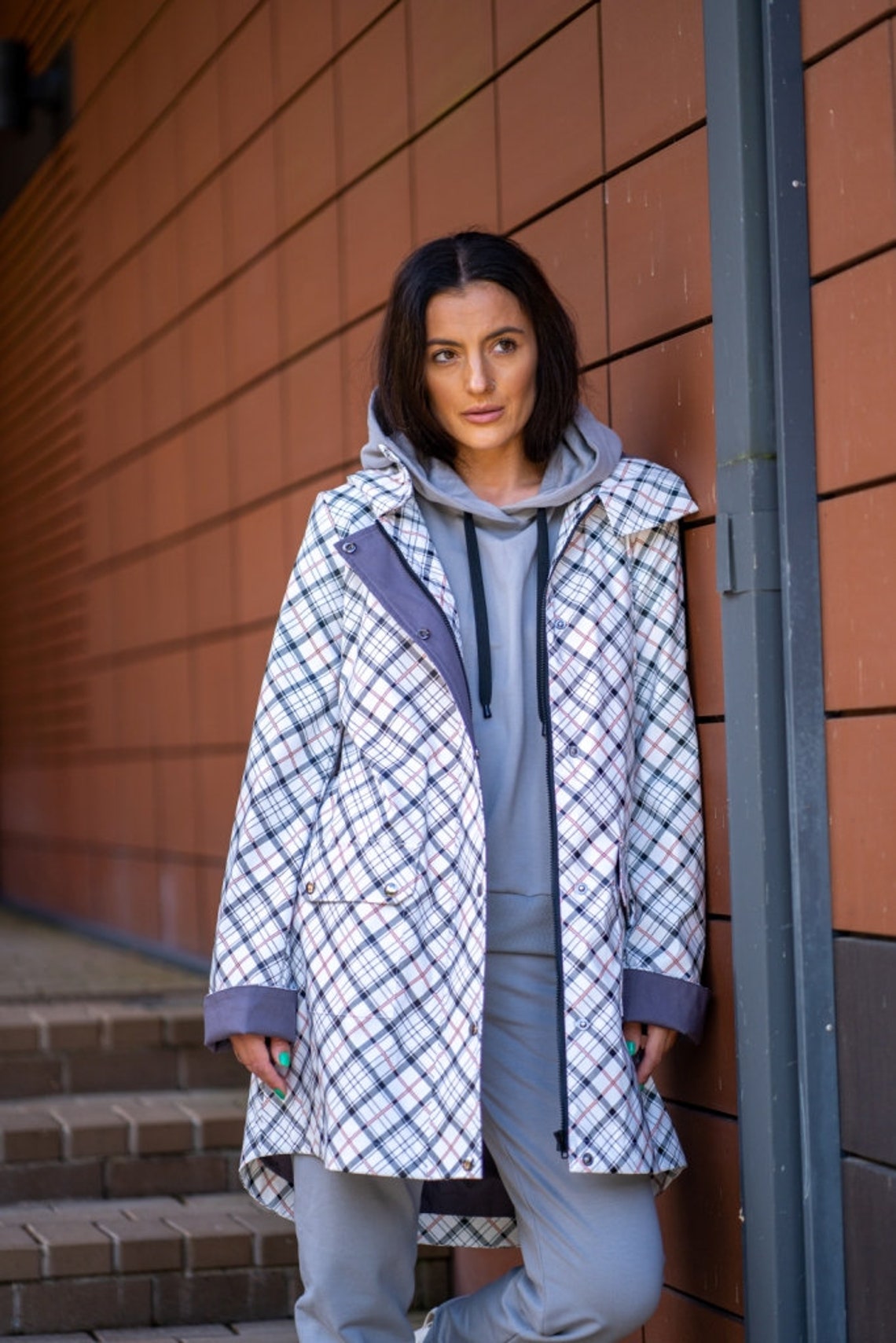 PVC Vinyl Trench Coat for Women. Plastic Raincoat M L. Shiny Plastic ...