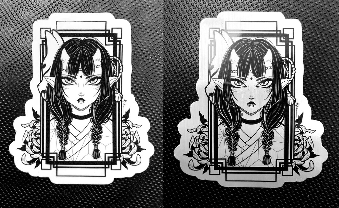 Transparent and Metalic Stickers Japanese Oni - Etsy