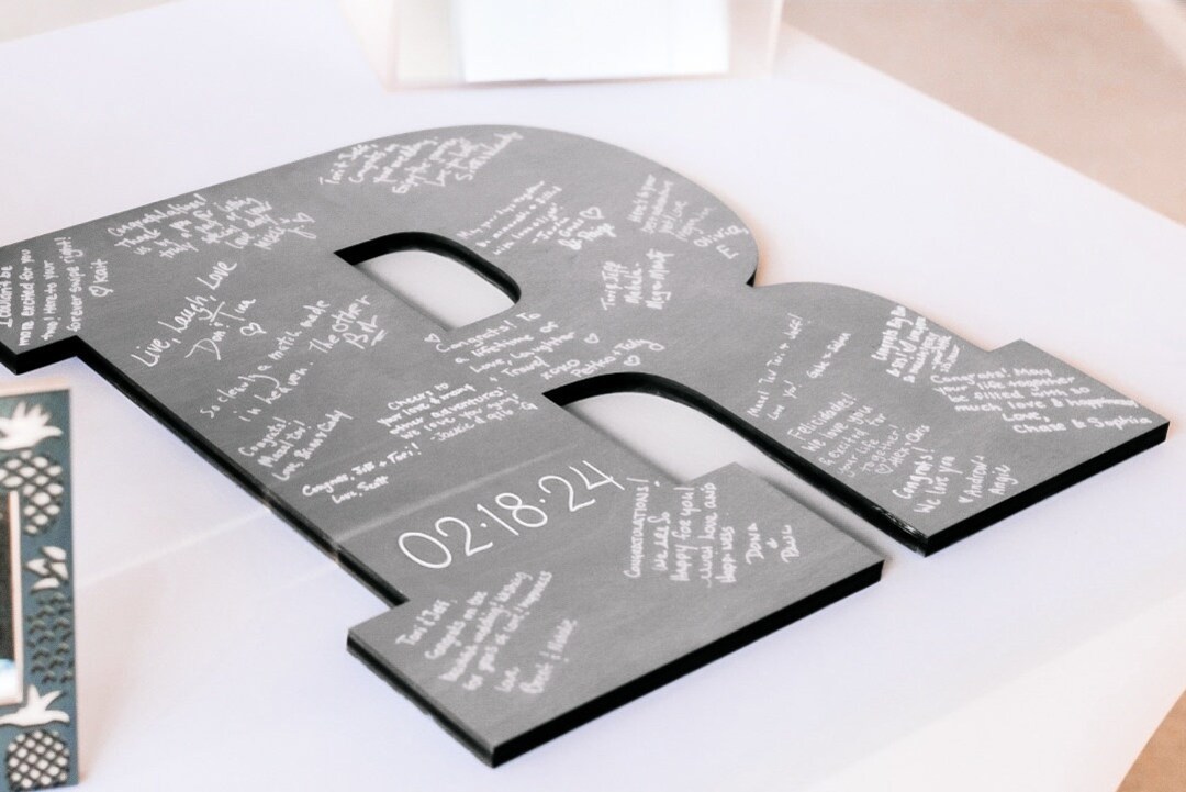 Large Personalized Engraved Wood Letter Guest Book Alternative/ Wedding ...