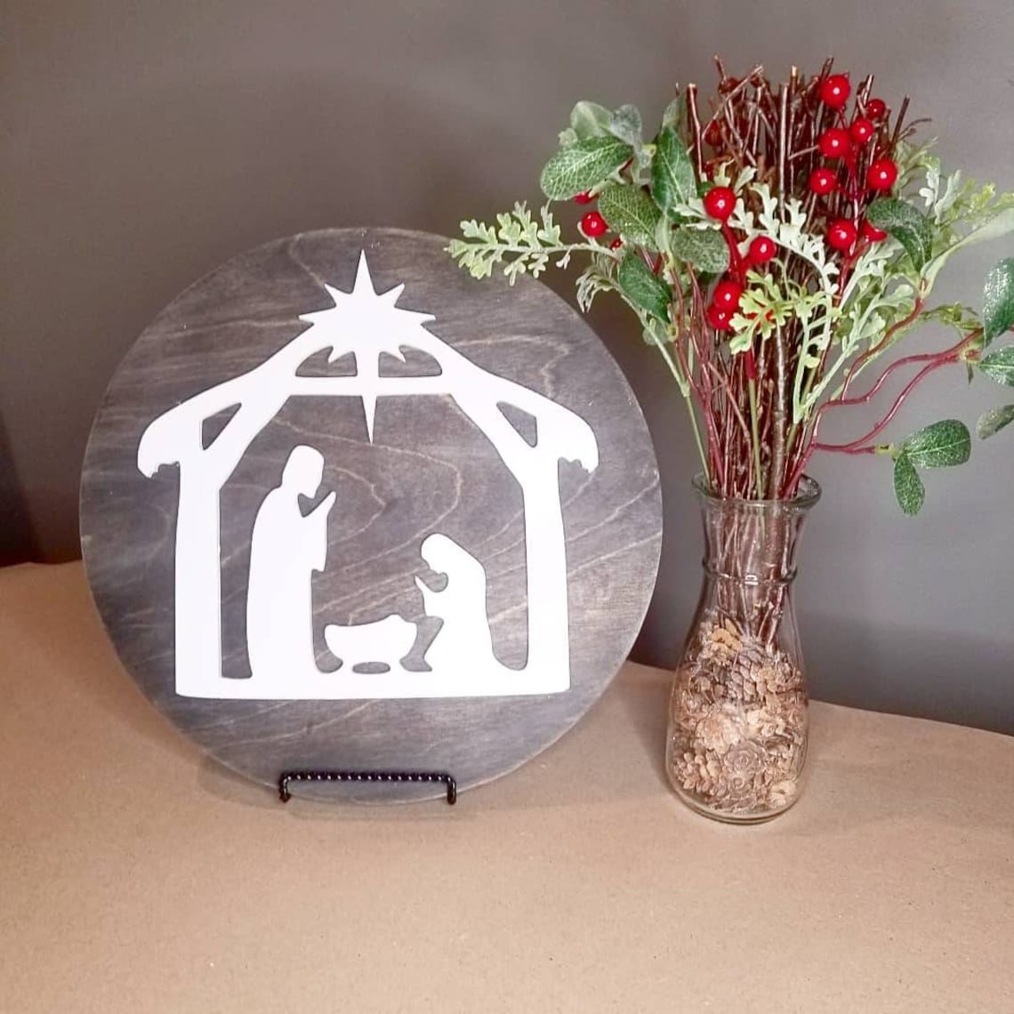 3D Christmas Nativity Scene Wood Circle Sign/ Farmhouse - Etsy