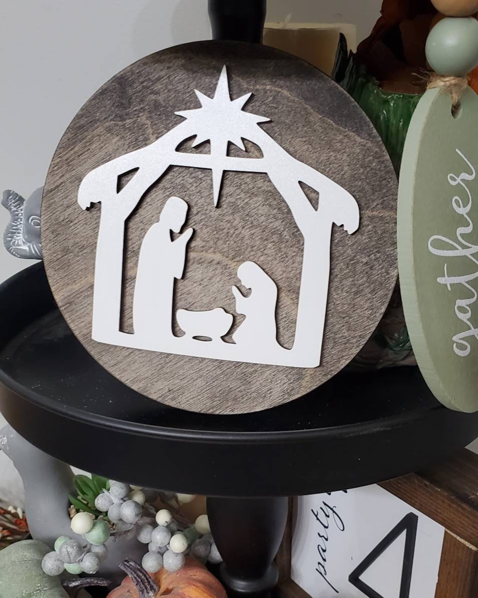 3D Christmas Nativity Scene Wood Circle Sign/ Farmhouse - Etsy