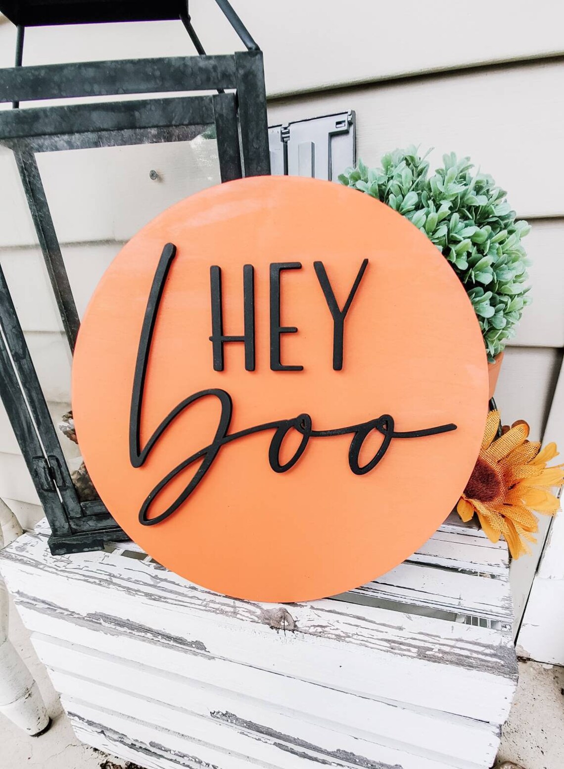 Hey Boo Halloween 3D Circle Wood Sign/ Fall Decor/ Halloween | Etsy