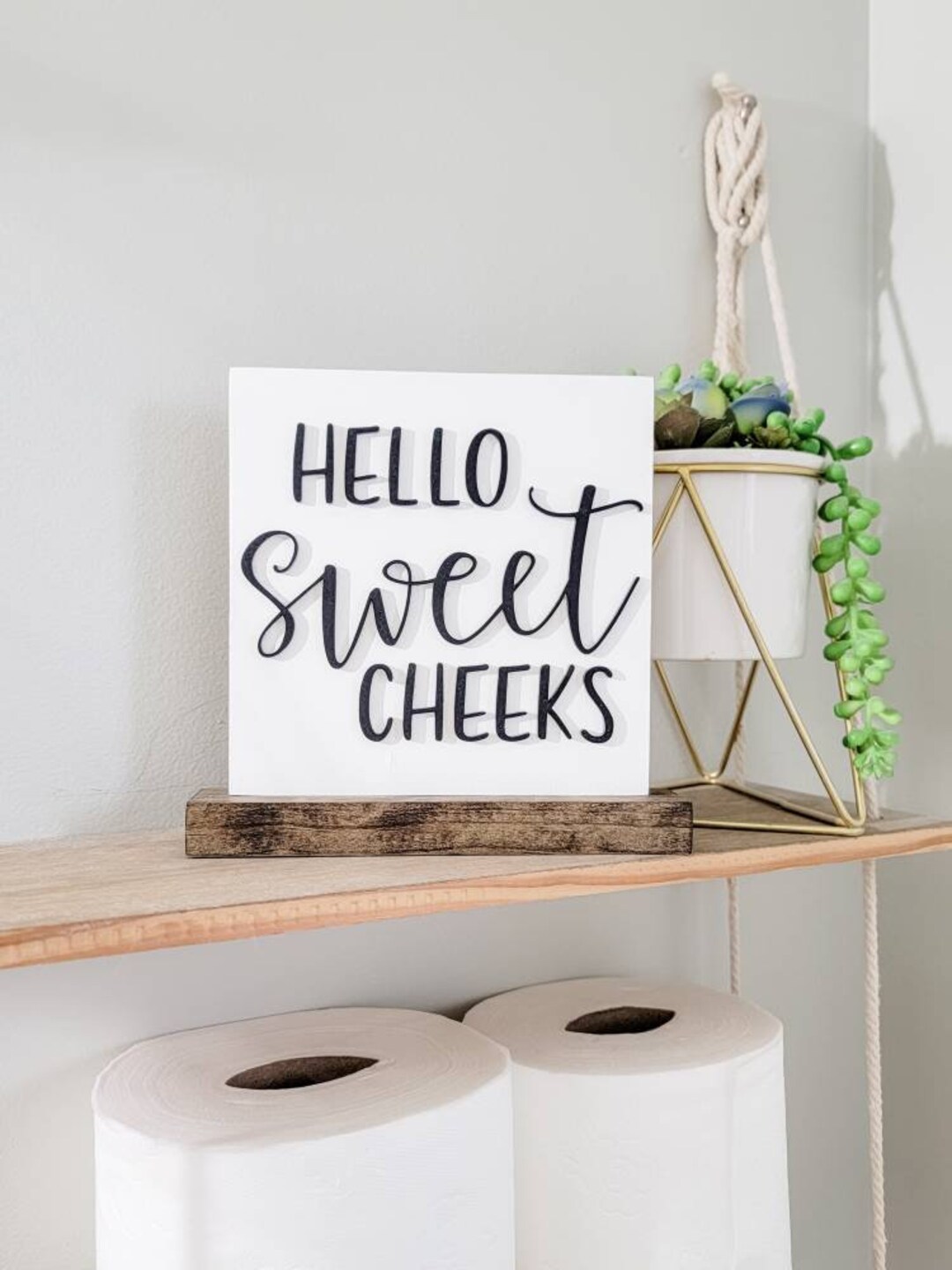 3d All Wood Hello Sweet Cheeks Sign Wood Word Cutout / Farmhouse Powder ...