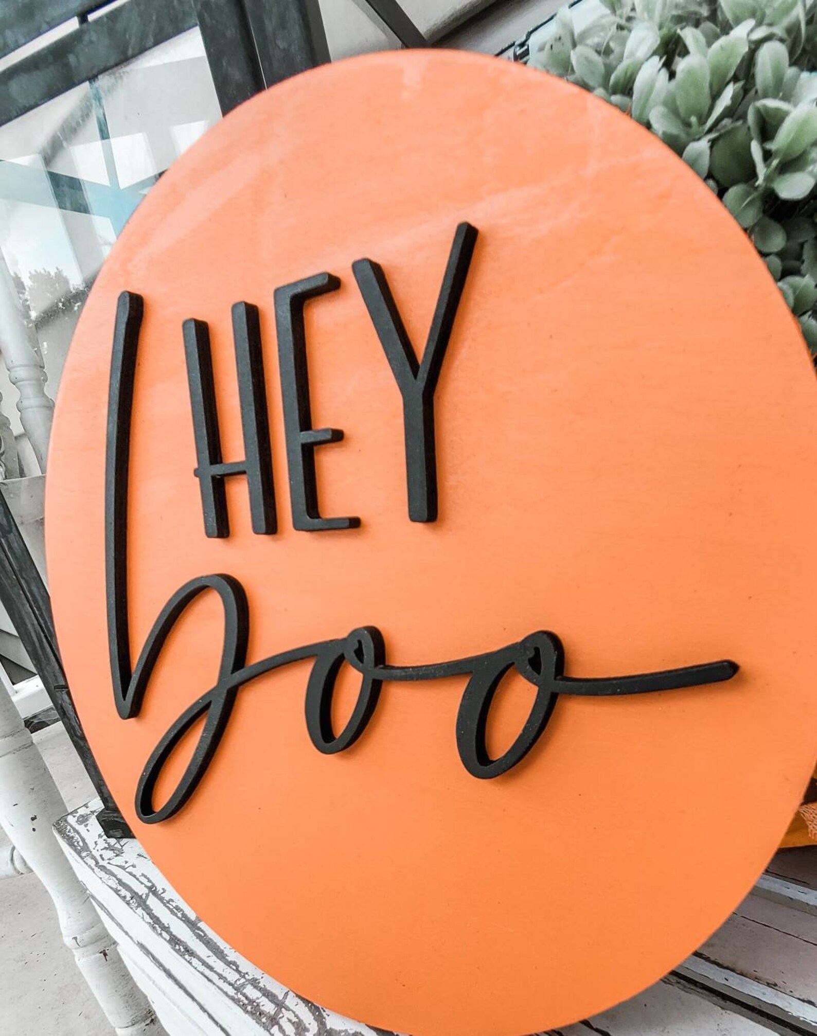 Hey Boo Halloween 3D Circle Wood Sign/ Fall Decor/ Halloween | Etsy