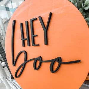 Hey Boo Halloween 3D Circle Wood Sign/ Fall Decor/ Halloween Sign/ Fall ...