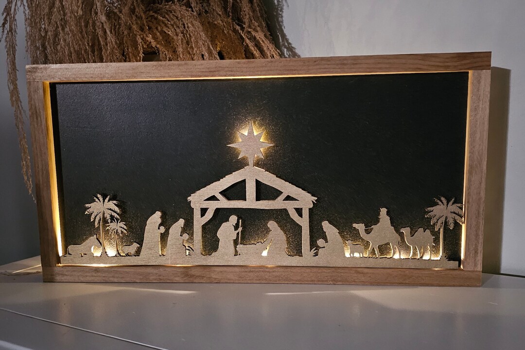 Lighted Nativity Scene Sign Christmas Sign Decor Manger Sign Christian ...