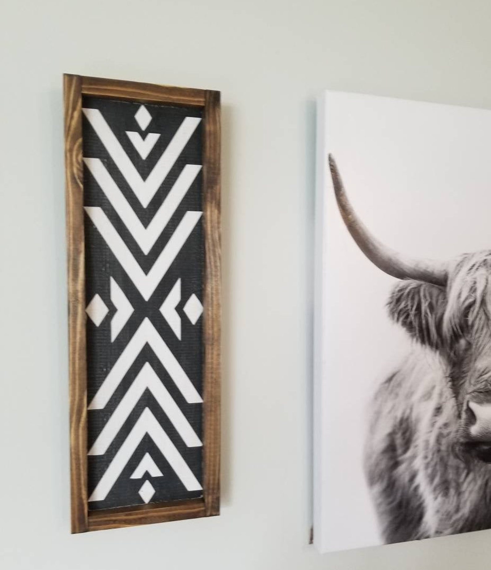 Long Bohemian Black and White Aztec Sign / Boho / Bohemian - Etsy