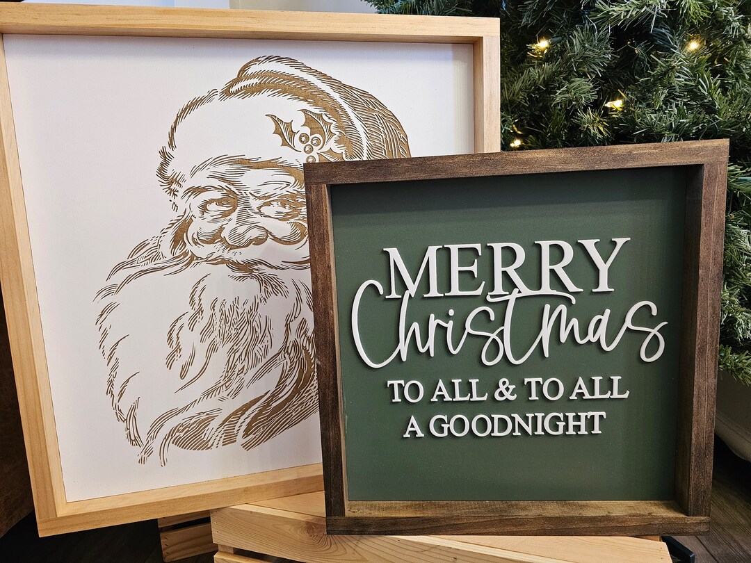 Merry Christmas to All Wood Framed Sign/ Christmas Sign/ Large ...