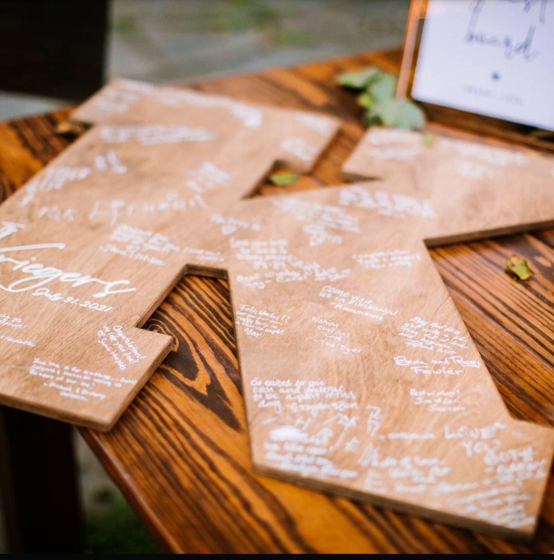 Engraved Wood Letter Guest Book Alternative Personalized/ Wedding Sign ...