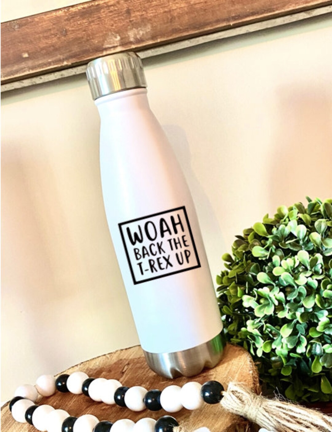 Woah Back the T-rex Uptumbler. 17 Oz. White Metal Insulated - Etsy