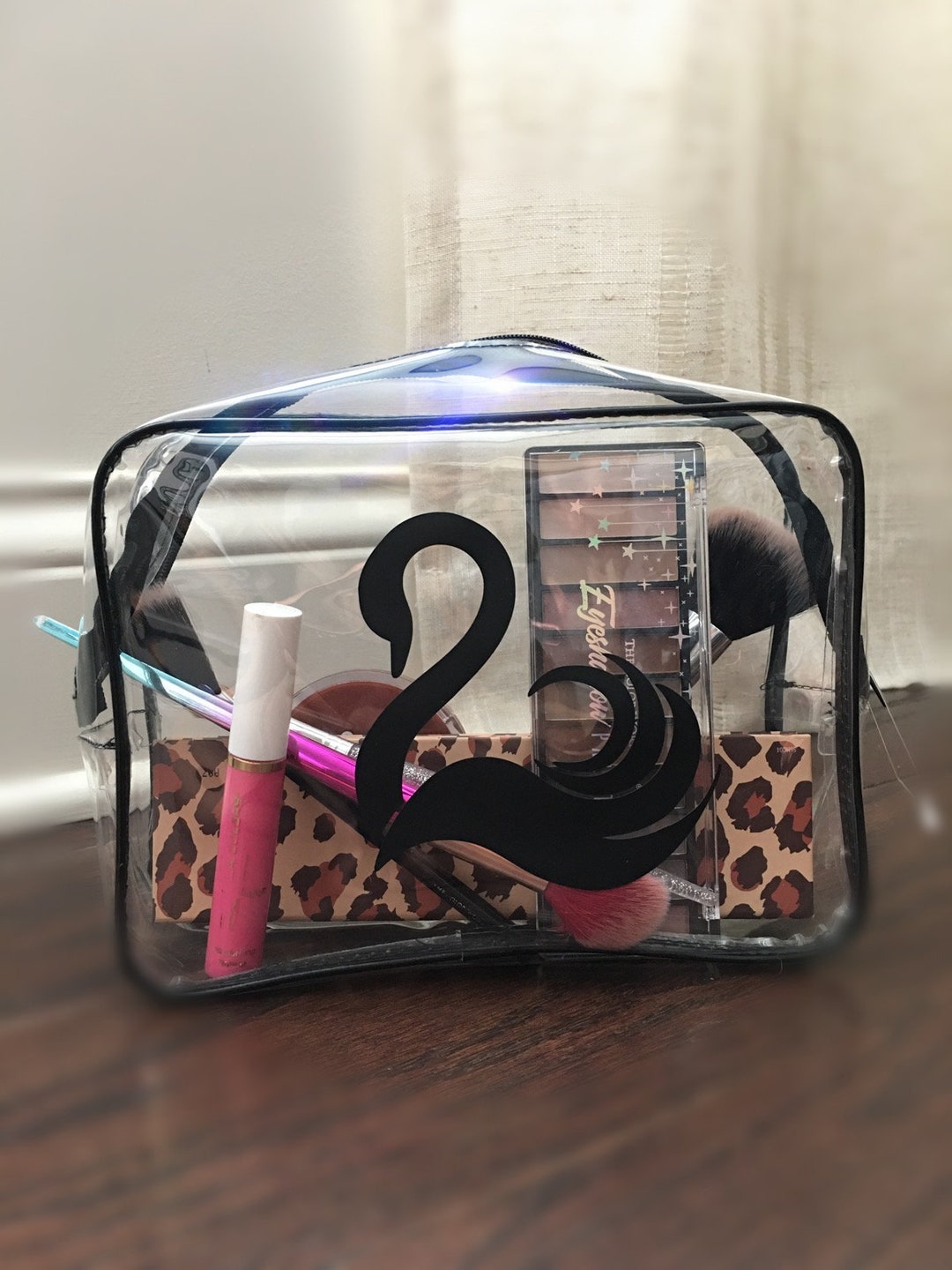 Black Swan Cosmetic Bag. Clear Transparent Makeup Bag. Keeper - Etsy
