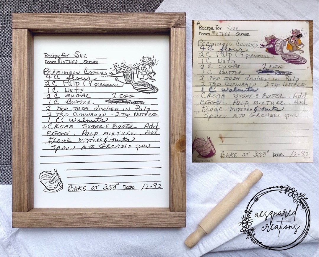 Recipe Wood Sign | Handwritten Sign | Loved Ones Recipe Gift - Etsy